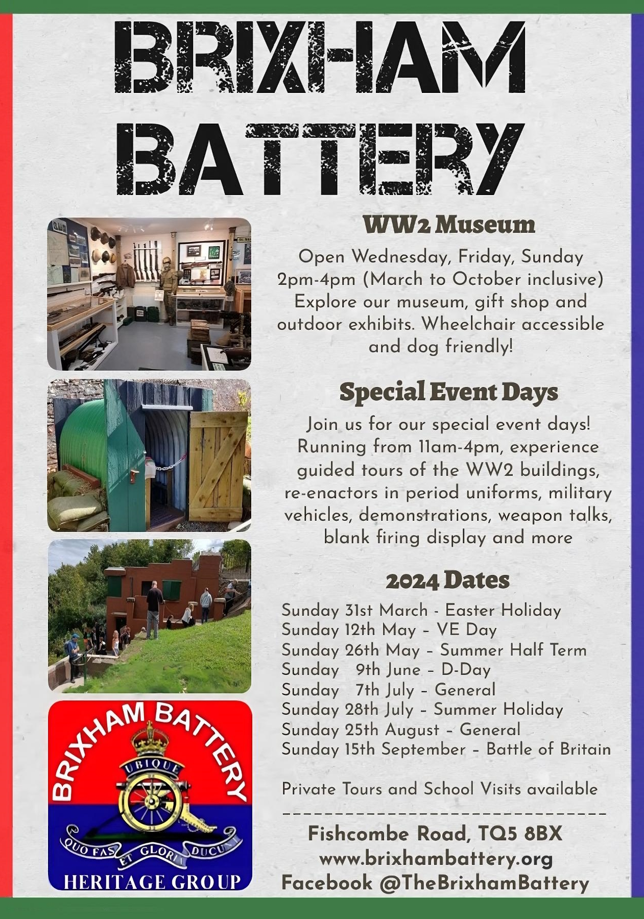 Events, Opening Times & Group/School Bookings - Brixham Battery